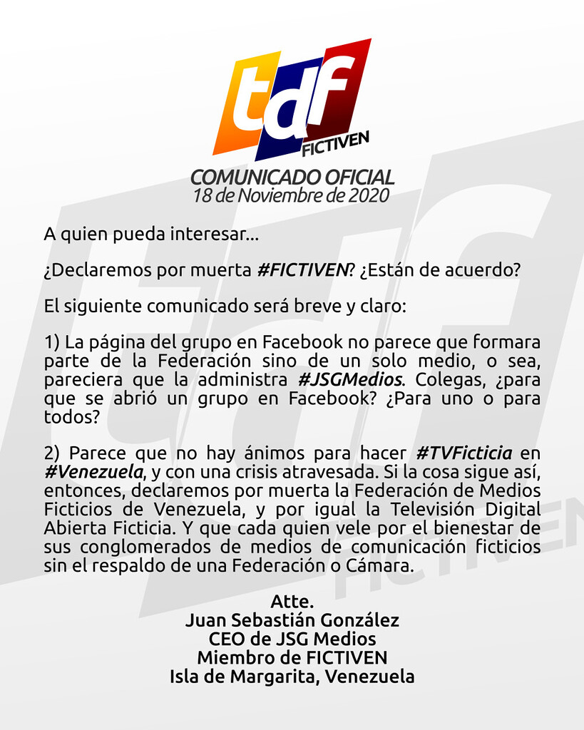 [Comunicado] FICTIVEN - Noviembre 2020 - Televisión y Radio ...