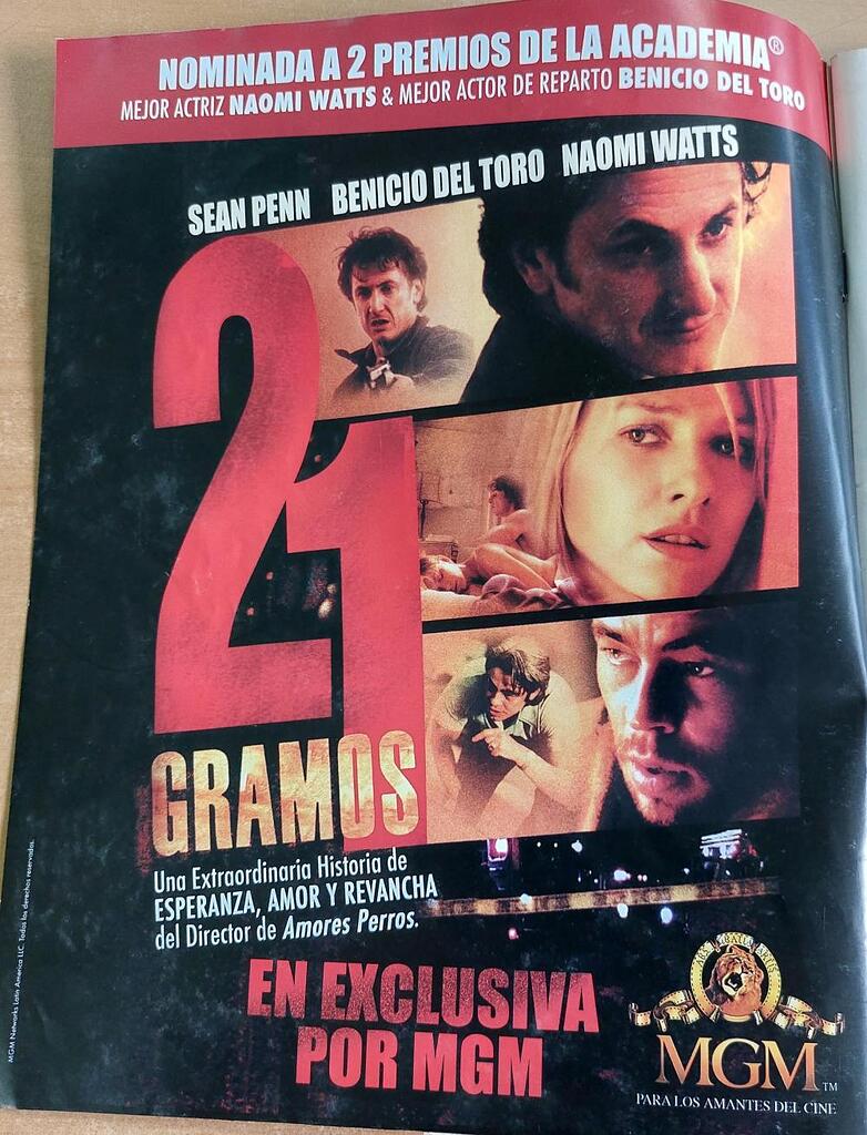 Publicidad de la pelicula 21 gramos por MGM - Hemeroteca - ForoMedios.com